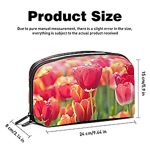 Travel Cord Organizer, Tech Organizer, Electronics Organizer, Cable Organizer Bag, Spring Red Tulip