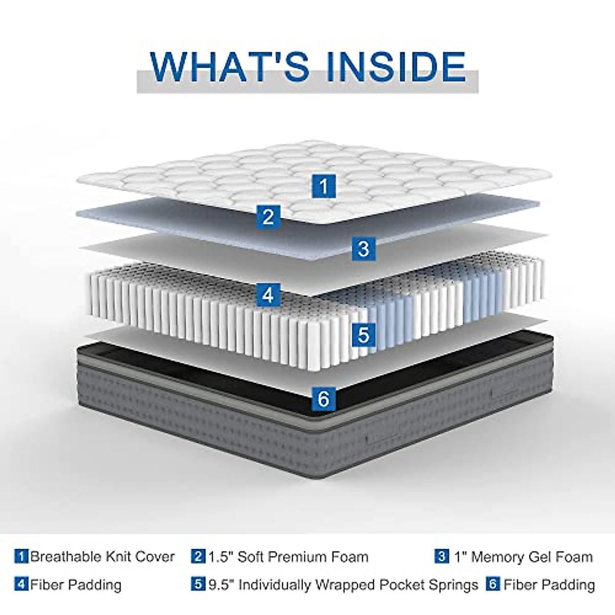 Natsukage 10 Inch Twin Mattress Hybrid Mattress Cooling Gel Infused Memory Foam and Pocket Innerspring Mattress Bed in a Box CertiPUR-US Certified