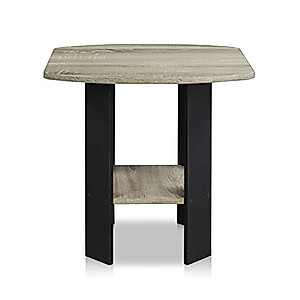FURINNO Simple Design End Table, 2-Pack, French Oak Grey/Black