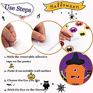 Funnlot Halloween Games for Kids Party Halloween Party Games for Kids Pin The Eye on The Monster Game Halloween Party Games Activities Halloween Pin The Tail (Pin The Eye on The Monster)