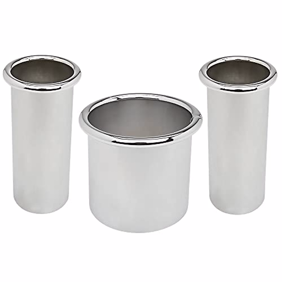 3.0", 2.0" and 2.0" Open Canister Bundle for Hot Tools, Hair Dryer, Curling Iron, and Flat Iron Holder Tube Ring | Docking Drawer | Chrome Steel