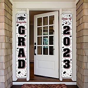 LASKYER Congrats Grad Class of 2023 Red Door Banner - Perfect for School Home Door Sign Porch Sign Backdrop 2023 Graduation Party Decorations.