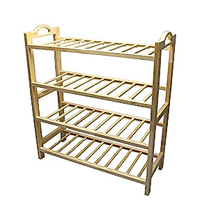 FixtureDisplays® Wood Shoe Rack Flower Plant Display Stand Reading Room Book Cart Storage Organizer 4-Shelf 15918
