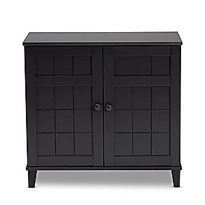 BOWERY HILL Contemporary 4-Shelf Wood Shoe Cabinet in Dark Gray