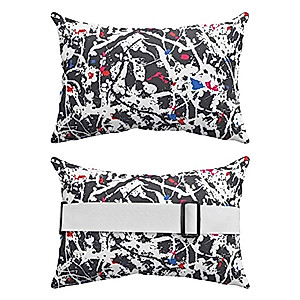 Recliner Head Pillow Ledge Loungers Chair Pillows with Insert Modern Sports Abstract Art Geometry Strips White Gray Lumbar Pillow with Adjustable Strap Patio Garden Cushion for Bench Couch, 2 PCS