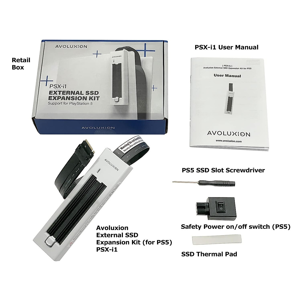 Avolusion PS5 SSD Heatsink with External SSD Expansion Kit for PS5 Game Console (PSX-i1-PS5)
