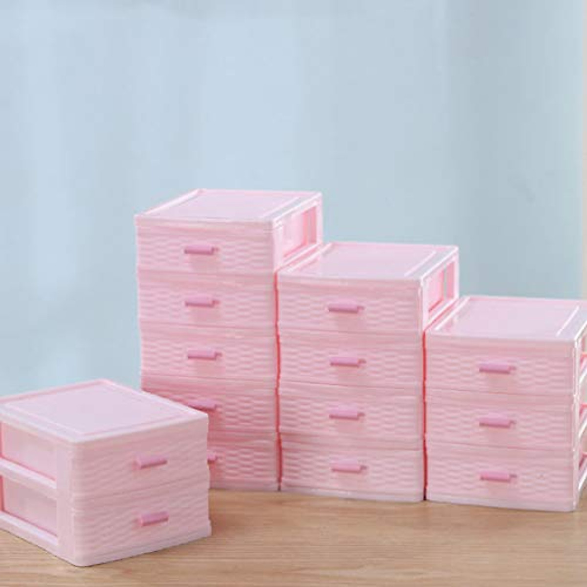 DOITOOL Drawer Desktop Storage Organiser 3 Layer Large Capacity Cosmetic Storage Case Jewelry Holder Box Storage Container for Vanity Bathroom Counter Dresser Pink
