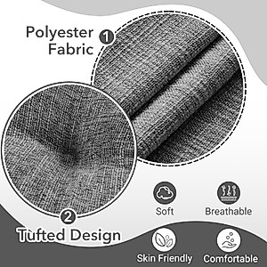 downluxe Indoor Chair Cushions for Dining Chairs, Tufted Overstuffed Textured Memory Foam Kitchen Chair Pads with Ties and Non-Slip Backing, 15.5" x 15.5" x 4", Dark Grey, 4 Pack