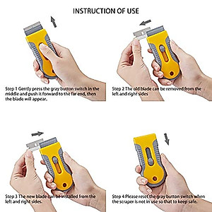Razor Blade Scrape with 15pcs Extra Blades, Scraper Tool, Razor Blade Retractable, Paint Stripping Tool, Cleaning Tool for Removing Labels, Stickers, Decals, Paint from Glass and Stovetop-WEGAZ