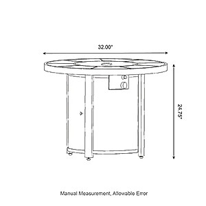 Glitzhome 32" D 30000-BTU Round Slates Top Aluminum Propane Fire Pit with Cover Outdoor Fire Tables for Garden Patio Backyard Deck Poolside