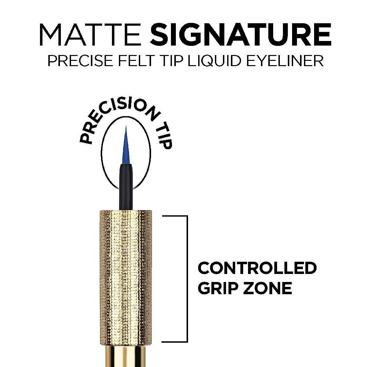 L’Oréal Paris Makeup Matte Signature Liquid Dip Eyeliner, Waterproof, Precise and Easy Application, All Day Wear, Vivid Matte Finish, Blue, 0.07 fl; Oz.