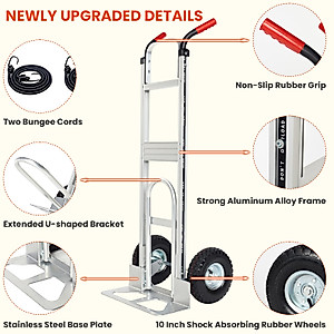 Oyoest Folding Hand Truck and Dolly,440 Lbs Capacity Portable Aluminum Luggage Cart with Telescoping Handle and Rubbers,Portable Dolly cart for Luggage/Personal/Travel/Mobile/Office Use.