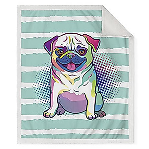 Jekeno Dog Gifts Blanket, Dog Decor Blankets Soft Warm Sherpa Throw for Pug Dog Lover Adults Men Women Girls Boys Birthday, Home Living Room Decoration 50"x60"
