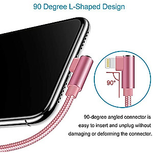 Quickeep iPhone Charger 10ft 90 Degree Lightning Cable 3 Pack iPhone Charging Cable Right Angle Nylon Braided Fast Charger Cord Compatible with iPhone 14/13/12/11/Xs/XR X/8/7 (Rose Gold)