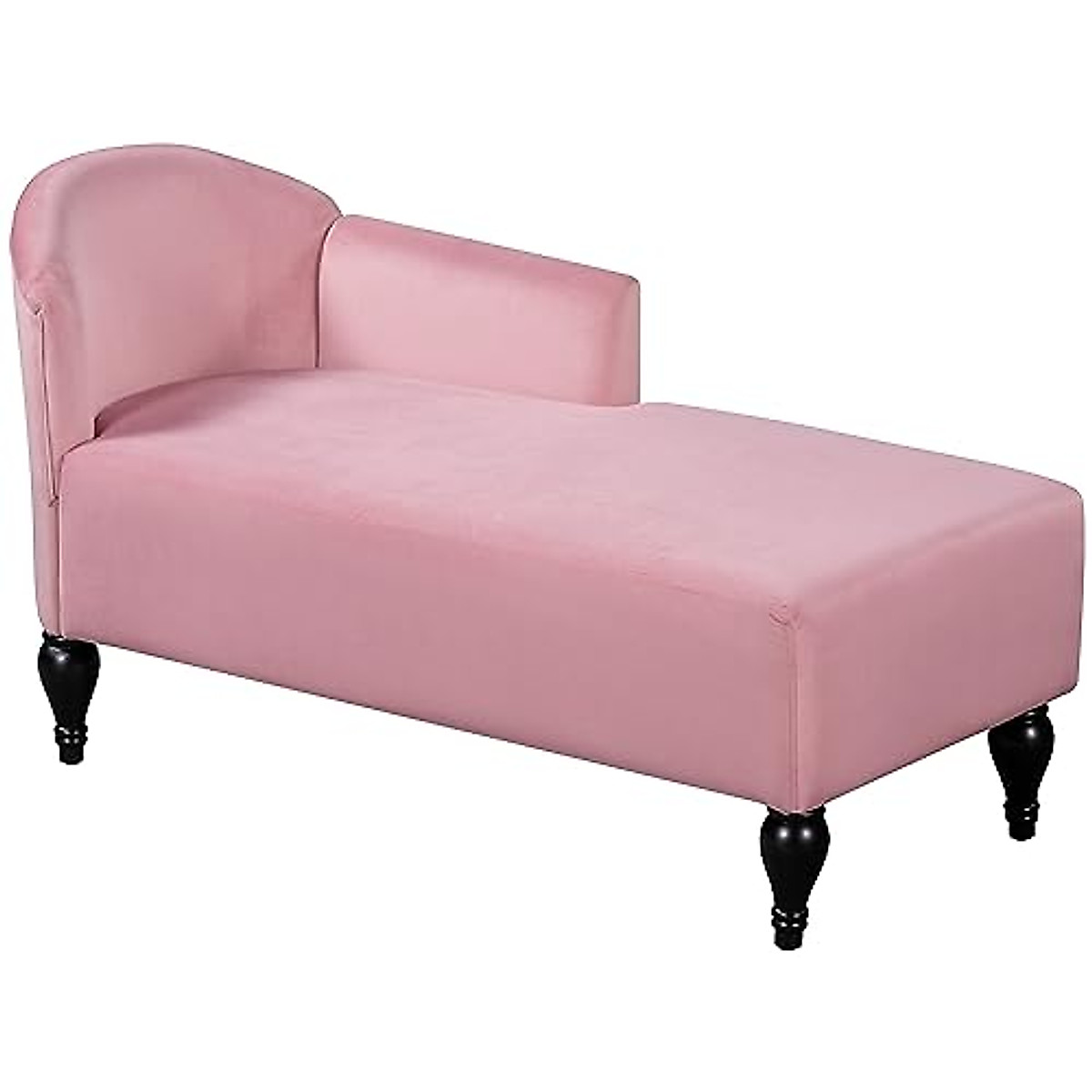 Bellemave Chaise Lounge Indoor, Velvet Upholstered Couch with Solid Wood Legs Corner Chair Arm Chase Lounge Sofa for Living Room, Office & Apartment (Pink)