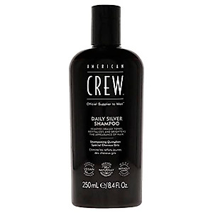 American Crew Men's Shampoo, Daily Silver, Removes Brassy Tones, Naturally Derived, Vegan Formula, 8.4 Fl Oz