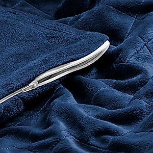 Bare Home 17lb (60" x 80") Weighted Blanket with Cover for Adults - All-Natural 100% Cotton - Improved Heavy Blanket with Premium Glass Beads (Dark Blue, 60"x80")