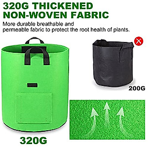 OPPOLIFE 6-Pack 10 Gallon Potato Grow Bags with Two Flap Windows, Heavy Duty Aeration Fabric Pots with Handles for Garden and Planting