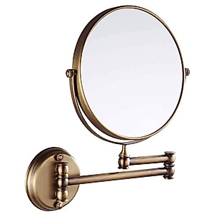 KARAOT Wall-Mounted Makeup Mirror, Shaving Mirror 3X Magnification, Normal Double-Sided Round Bathroom Vanity Mirror Swivel, Extendable and Folding, 360° Free Rotation, for Shaving, Makeup