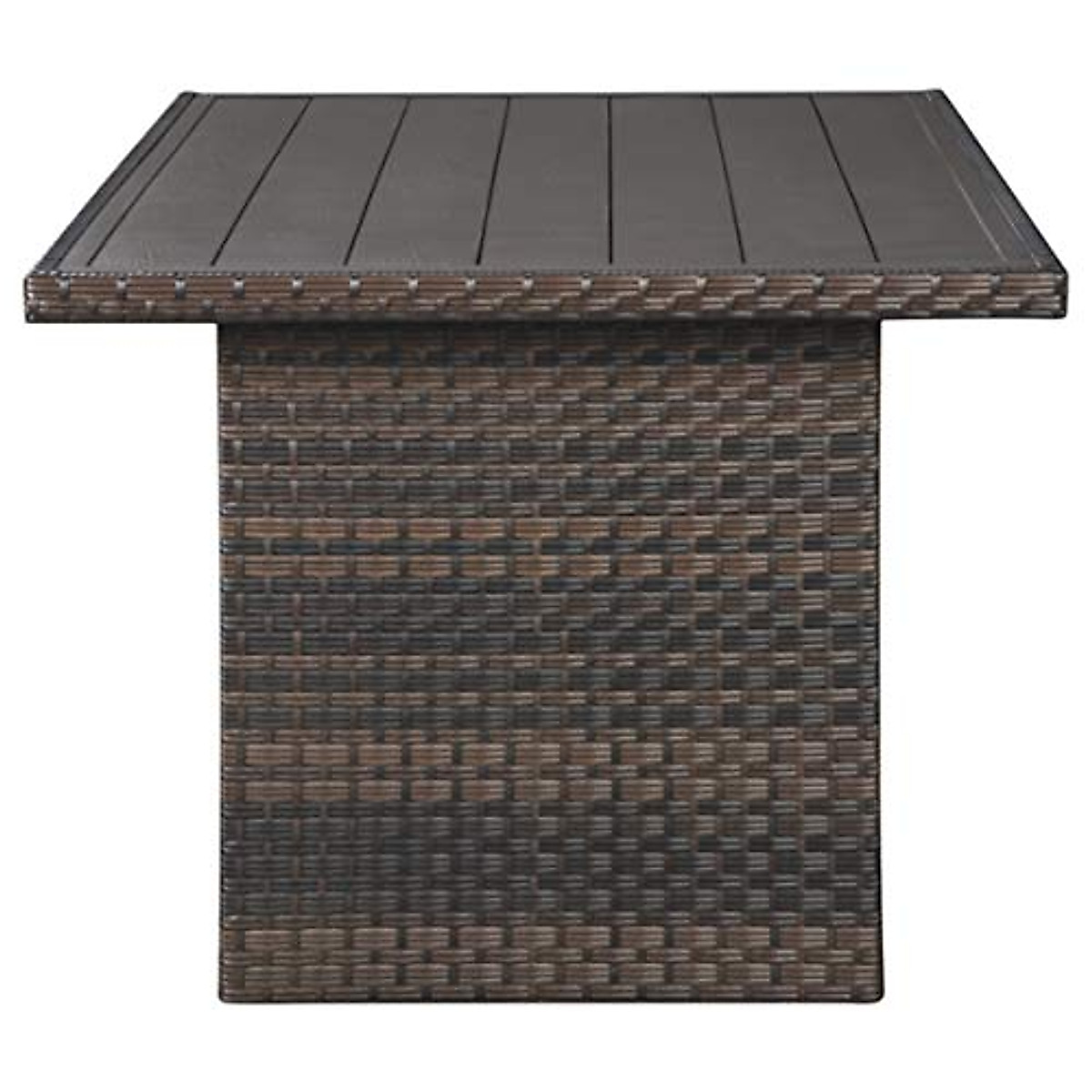 Signature Design by Ashley Outdoor Easy Isle Multi-Use Resin Wicker Patio Table, Dark Brown