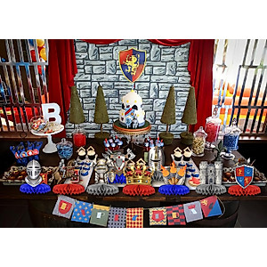 9 Pieces Knights Decorations Knight Birthday Party Supplies Medieval Honeycomb Centerpieces Castle Table Centerpieces Medieval Table Topper Centerpieces for Medieval Party Supplies