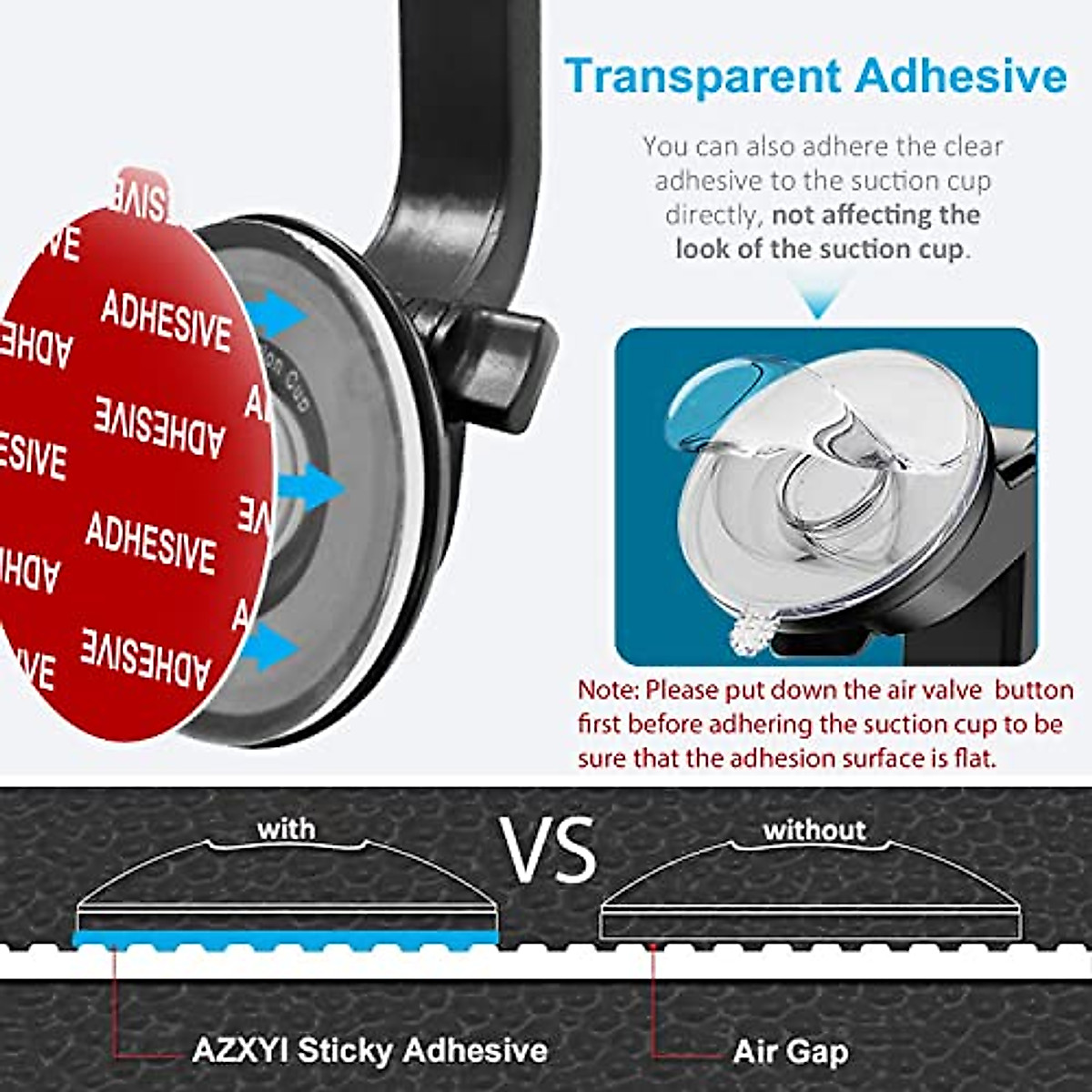 AZXYI Very High Bond Sticky Adhesive, 6 Pack Dashboard Pad Mounting Disk Adhesive Replacement Kit, Double-Sided Stickers for Suction Cup Dashboard Phone Holder & Windshield Car Mount