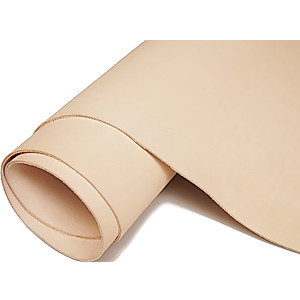 Vegetable Tanned Leather Sheets for Crafts (3.5-4.0oz | 1.5mm Thickness) Full Grain Tooling Leather Thick Cowhide Crafting Leather (Creamy-1.5mm, 10"x10")