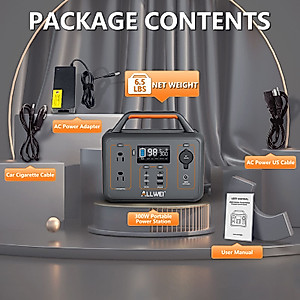 ALLWEI Portable Power Station 300W, 280Wh Solar Generator, USB-C PD60W, 110V Pure Sine Wave AC Outlet, 78000mAh Backup Lithium Battery LED Light for Outdoor Camping Emergency Home Backup(Renewed)
