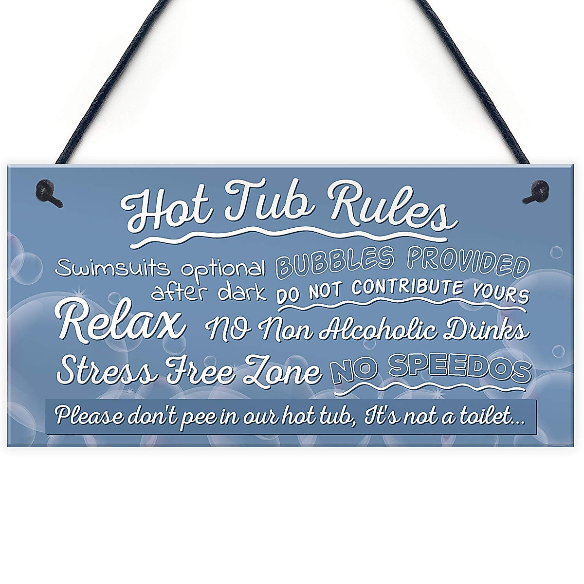 Meijiafei Hot Tub Rules Novelty Hanging Garden Shed Plaque Pool Funny Gift Home Decor Sign 10" X 5"