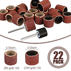 22 Pet Nail Grinder Replacement Kit with Grit Sanding Bands Pet Nail Smoother Dog Claw Care Black Grinding Drums Dog Nail Grinder Replacement Dog Claw Grooming Supplies (1/2 Inch 60 Grit and 100 Grit)