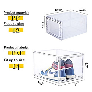 Attelite 6 Pack Large +3 Pack X-Large Drop Front Shoe Box Clear Shoe Storage Box, As Plastic Stackable Shoe Containers for Display Sneakers