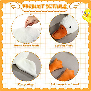 Lenwen Christmas Giant Goose Stuffed Animal Large Stuffed Duck Plush Toy Big Soft Duck Stuffed Animals Cute Goose Pillow Birthday Party Graduation Gifts for Kids Boys Girls(White,63 Inch)