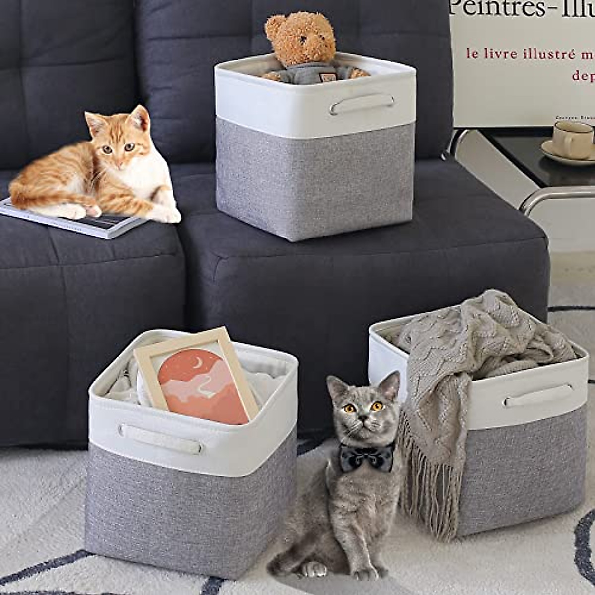 FinishingBo Cube Storage Bins 11” x 11" x 11” Cloth Baskets for Storage with Fabric Handles for Shelf, Closet, Nursery, Office Organizer, Set of 6