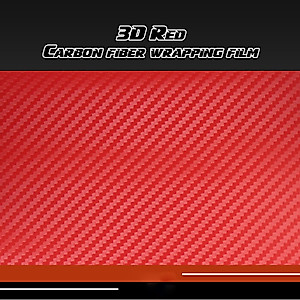 Silence Shopping 3D Carbon Fiber Vinyl Car DIY Wrap Sheet Roll Film Sticker Decal - Red Color 127X30cm 50"X11.8" (Red)
