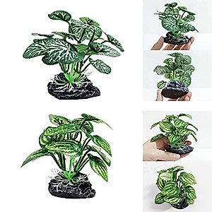 Vtapliea 4PCS Aquarium Plants Betta Fish Tank Decorations Small Size Soft Faux Silk Aquarium for Hiding Fish Reptil