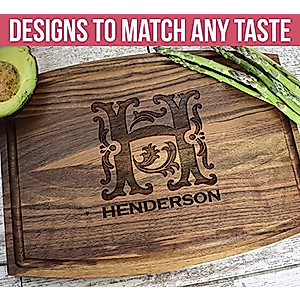 Brew City Engraving - Personalized & Custom Laser Engraved Walnut Cutting Boards - Monogram, Wedding & Family Themed Designs