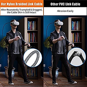 Smasener 16 FT Link Cable for Oculus/Meta Quest 2/1 and PC/Steam VR, Braided USB 3.2 A to C Compatible for Oculus Quest 2 Link Cable, High Speed PC Data Transfer, Fast Charging for VR Headset(Grey)