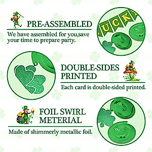 31 Pieces St. Patrick's Day Hanging Swirls Decorations - Green Lucky Banners Garland Hanging Clover Shamrock Swirls Irish Decor for Home Saint Patrick Party Supplies