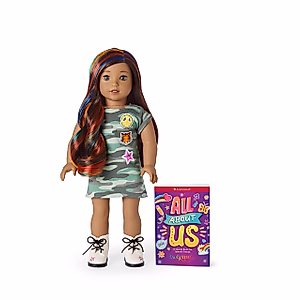 American Girl Truly Me 18-inch Doll #120 with Hazel Eyes, Dark-Brown Hair w/Highlights, Tan Skin, T-shirt Dress, For Ages 6+