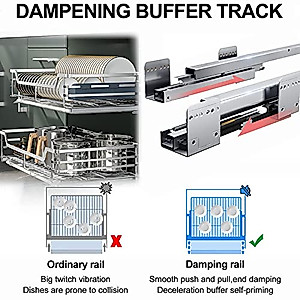 Pull Out Cabinet Drawer Organizer 2-Tier 304 Stainless Steel Wire Basket Pull Out Shelf Storage Organizer Heavy Duty Telescopic Shelving Slide Out Storage for Kitchen Base Cabinet, Cupboard, Pantry (B
