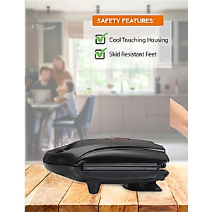 Commercial Chef Waffle Maker, Nonstick Mini Waffle Maker, Easy-to-Clean Electric Waffle Iron for Breakfast Waffles with Power on Light Thermostat