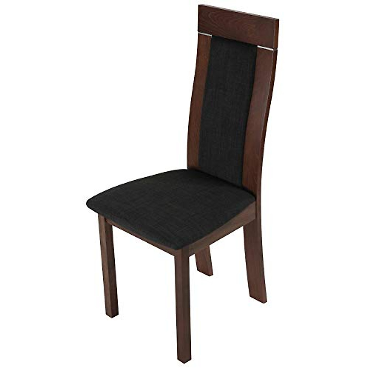 Cortesi Home Tia Walnut Finish Dining Chair in Charcoal Fabric, Set of 2, Brown