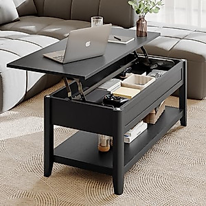 UpWiew Lift Top Coffee Table, 42" Lx19 Wx17 H Black