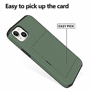 ZIYE for iPhone 13 Case with Card Holder,for iPhone 13 Wallet Case Anti-Scratch Dual Layer Hidden Pocket Phone Case Shockproof Cover Compatible with for iPhone 13 5G-Green
