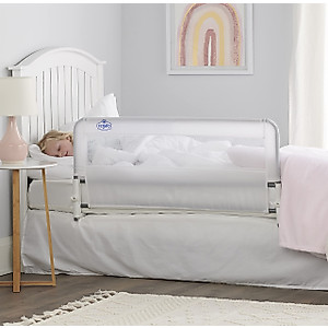Regalo Drop Down Bed Rail Guard, with Reinforced Anchor Safety System , White , 43 x 2 x 20 Inch