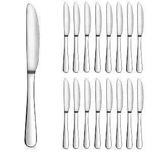 Senadore Stainless Steel Dinner Knife - Knife Set of 16 - Mirror Finish and Dishwasher Safe - 8.7" Dinner Knives for Casual and Formal Occasions (Casual Luxury)