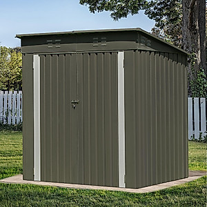 onesaimei 6×4 FT Outdoor Storage Shed, Waterproof Metal Tool Shed & Steel Garden Shed with Lockable Door for Backyard, Patio, Lawn