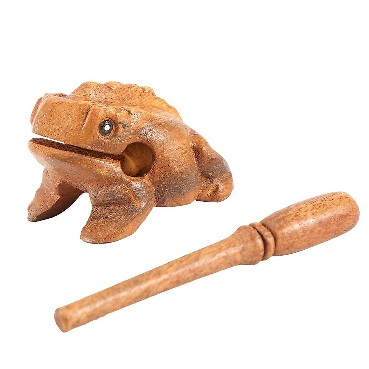 Delaman Wood Frog Handcraft Musical Instrument Tone Block, Guiro Rasp, Lucky Frog, Thailand Traditional Craft for Home and Office Decor (5.8CM)