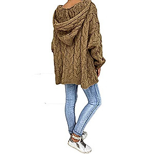 GDDXLM Womens Sweaters Hoodies Pullover V Neck Long Sleeves Tops Plus Size Shirt Chunky Cable Knit Sweater Solid Color Jumper Casual Loose Twist Knitting Sweatshirt Blouses Knitwear