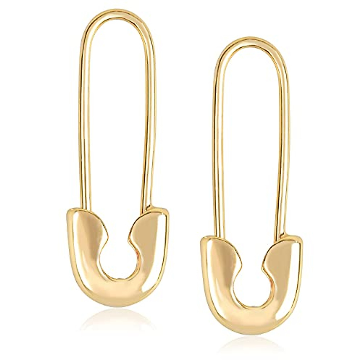 14K Yellow Gold Safety Pin Earrings for Women - Pair